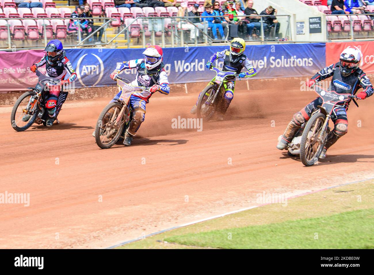 Ben Morley (White) inside Jake Mulford (Red) and Jack Smith (Blue) with ...