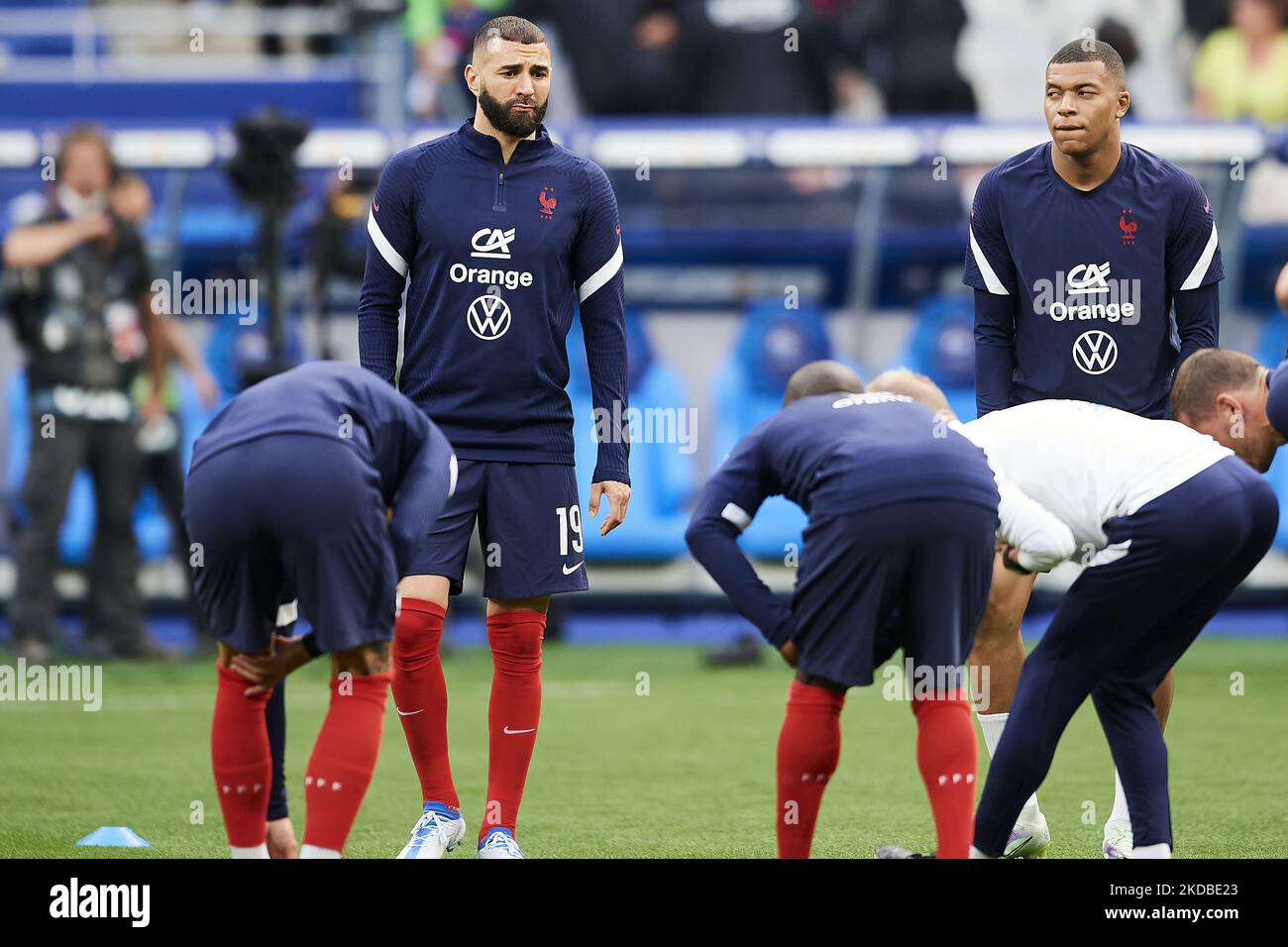 Karim Benzema (Real Madrid) of France and Kylian Mbappe (Paris Saint ...