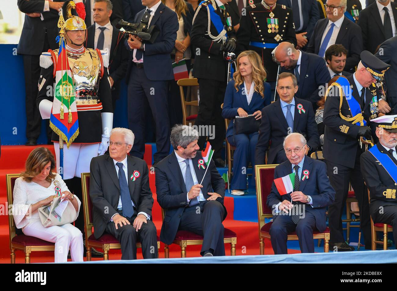 The parade for the 76th Italian Republic Day. President of the Chamber ...