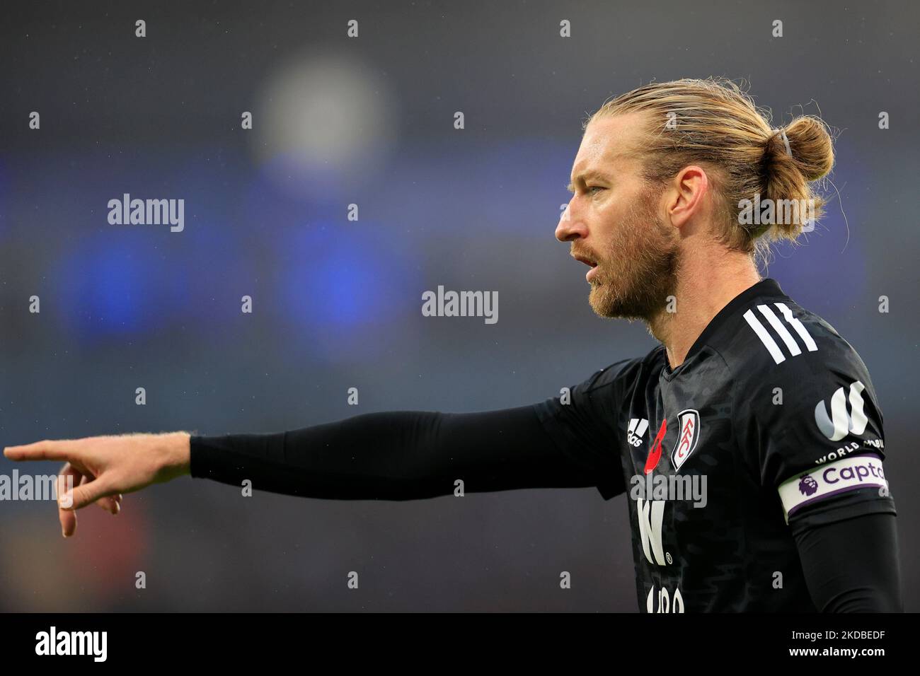 Tim Ream #13 of Fulham during the Premier League match Manchester City ...