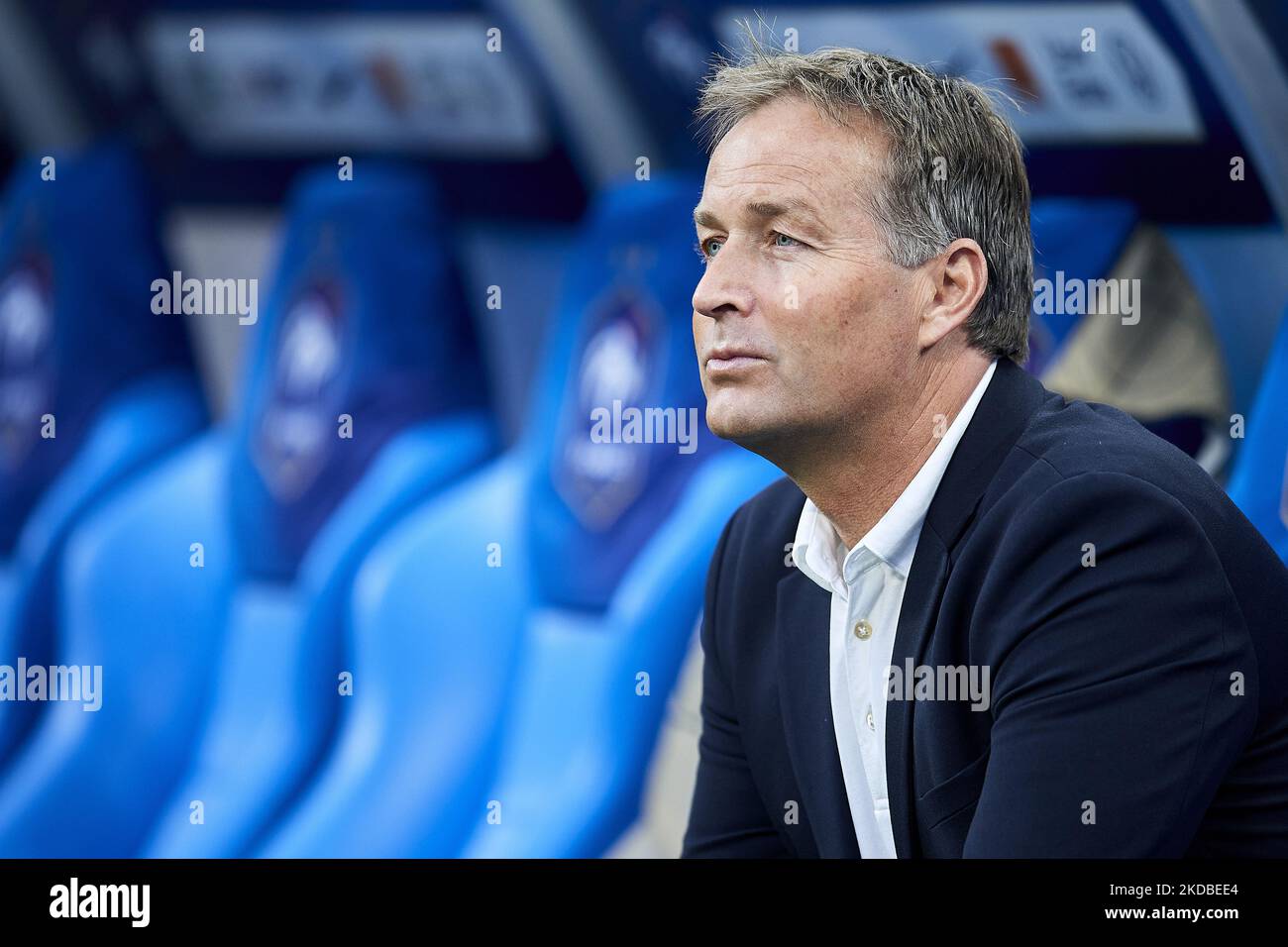 Kasper Hjulmand head coach of Denmark sitting on the bench during the ...