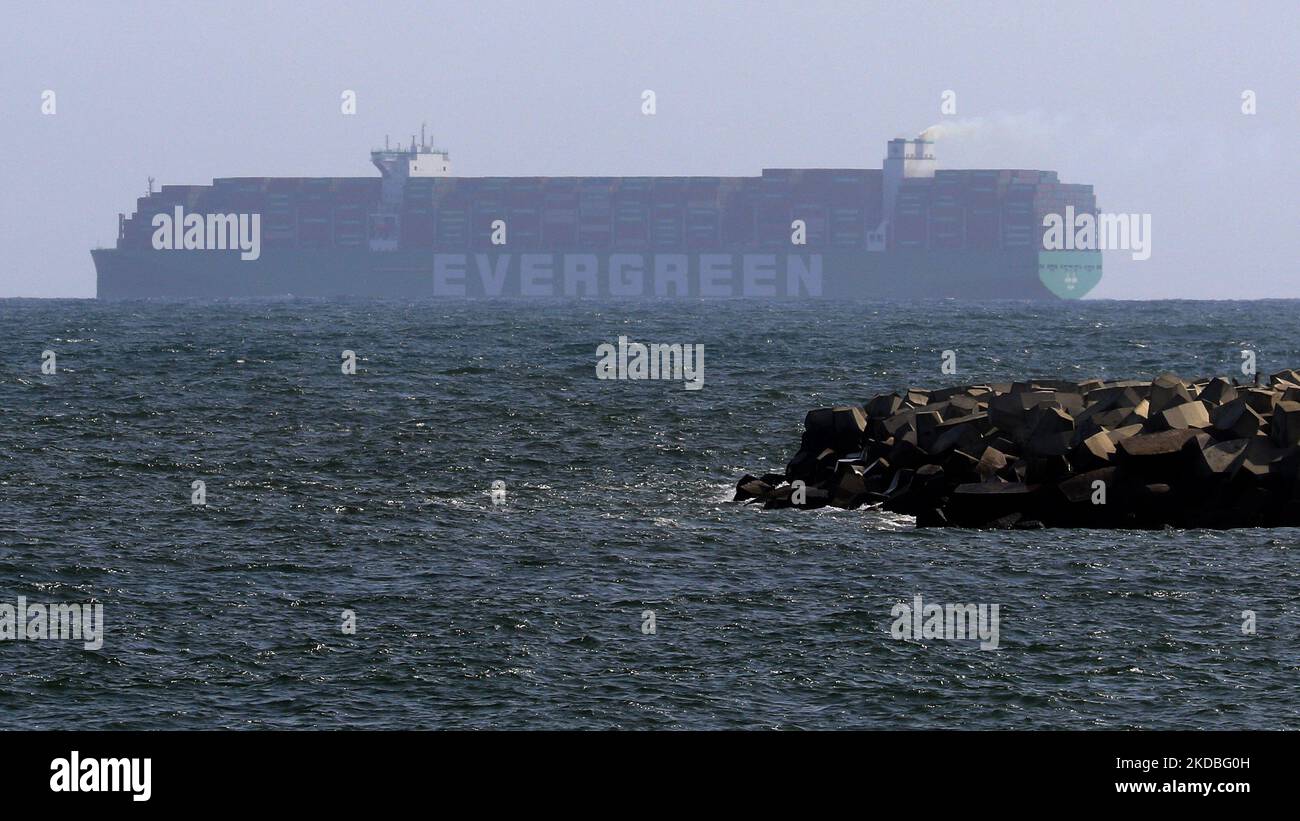A container ship ' Evergreen ' is seen near port city, Colombo, Sri ...