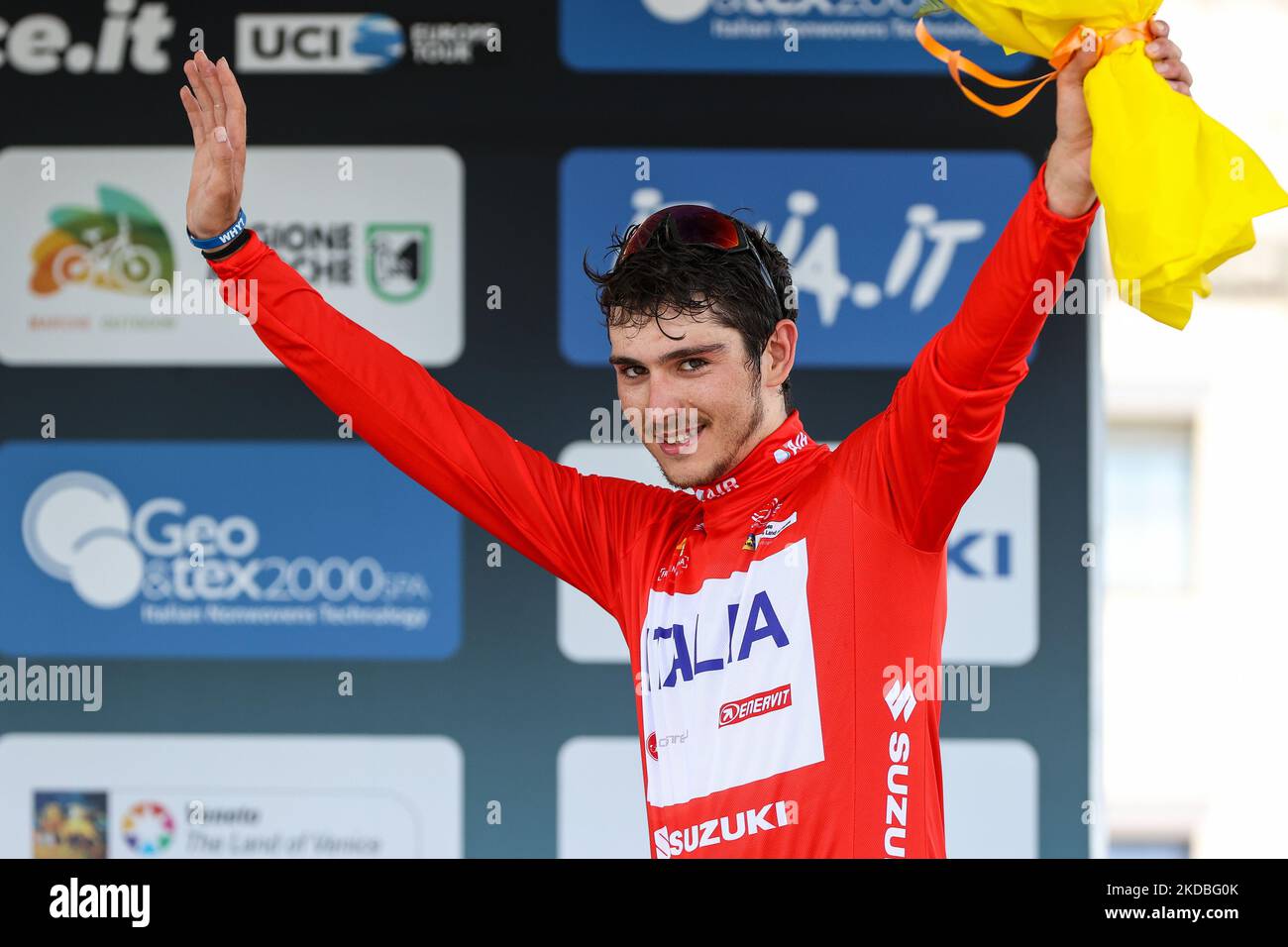 Christian Scaroni TEAM ITALY with red jersey during the Street Cycling ...