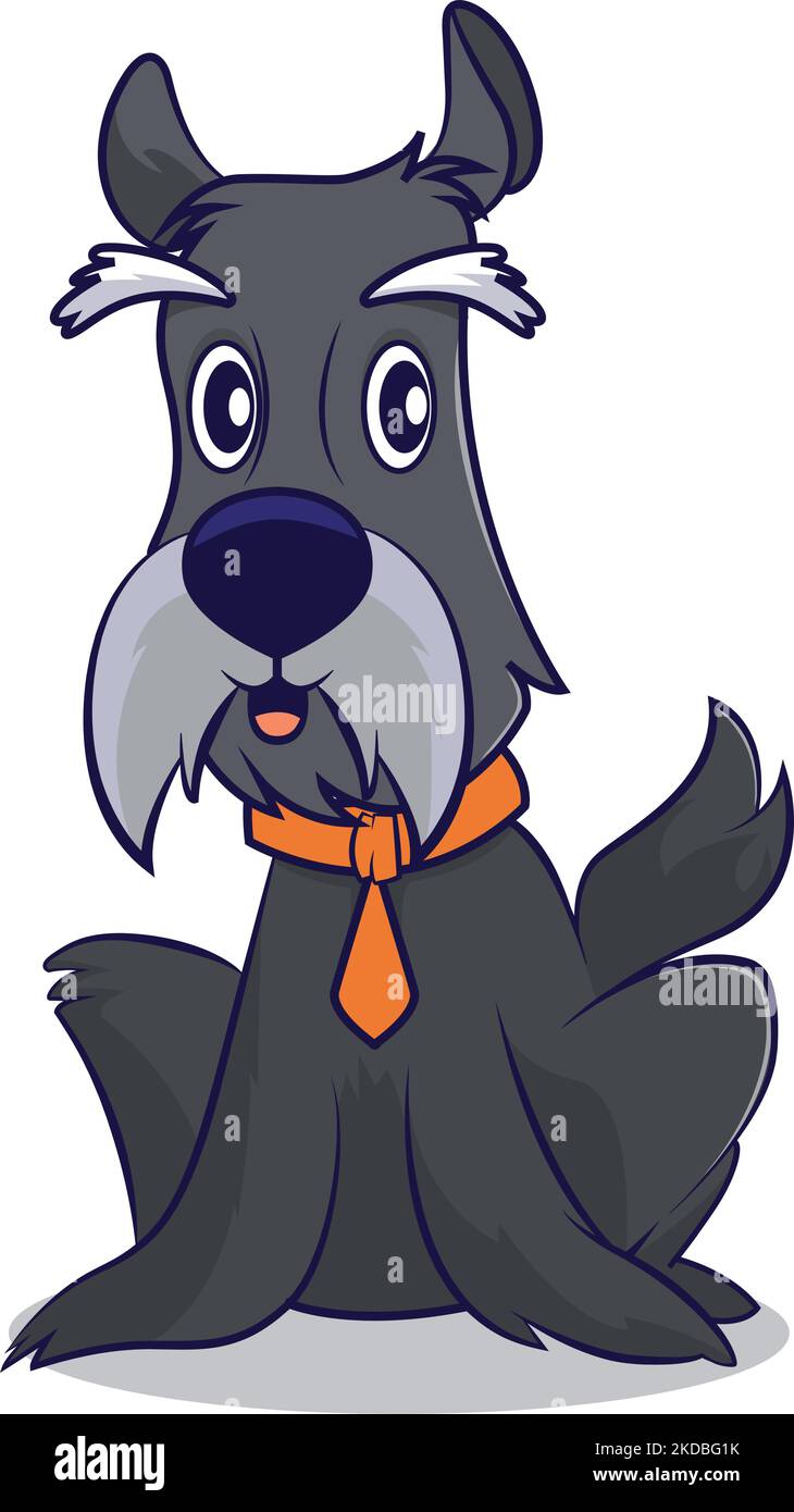 A vector illustration of a cute cartoon grey dog Stock Vector Image ...