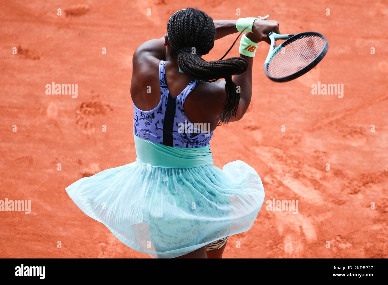 Coco Gauff during her match against Iga Swiatek on Philipe Chatrier ...