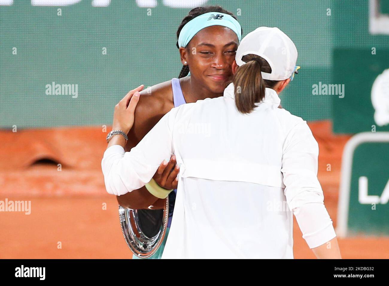 Iga Swiatek greeting Coco Gauff after their match in 2022 French Open women's final. (Photo by ...