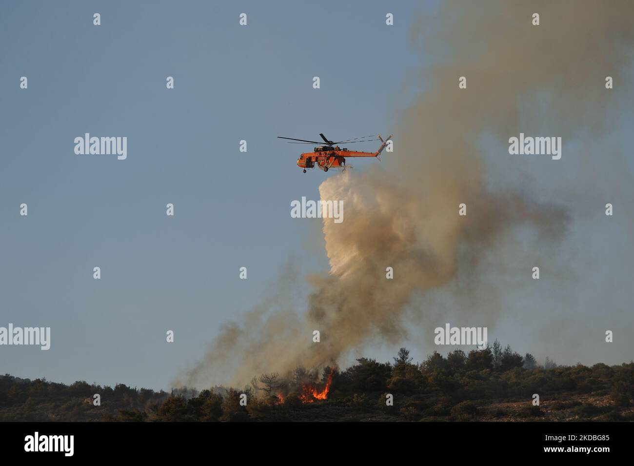 Athens, Greece. 4th June 2022. A firefighting helicopter operates in ...
