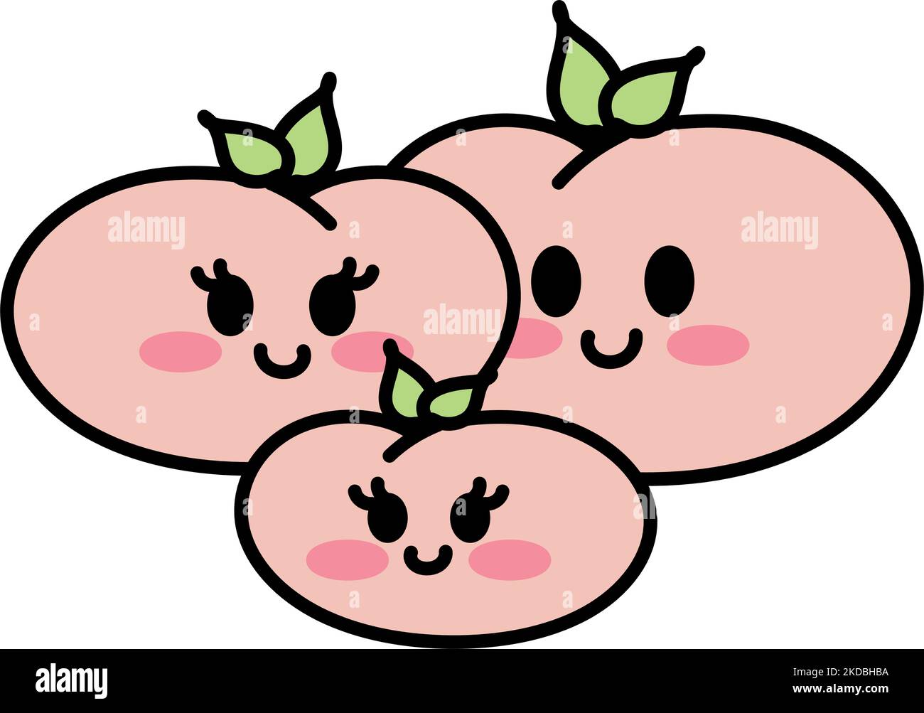 A vector illustration of cute cartoon peaches Stock Vector Image & Art ...