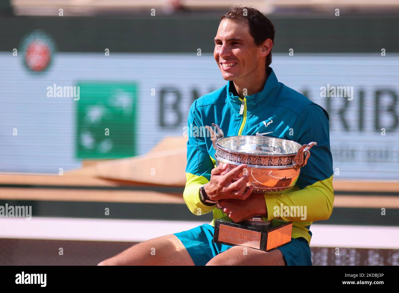 Spain's Rafael Nadal celebrating with The Mousquetaires Cup (The ...
