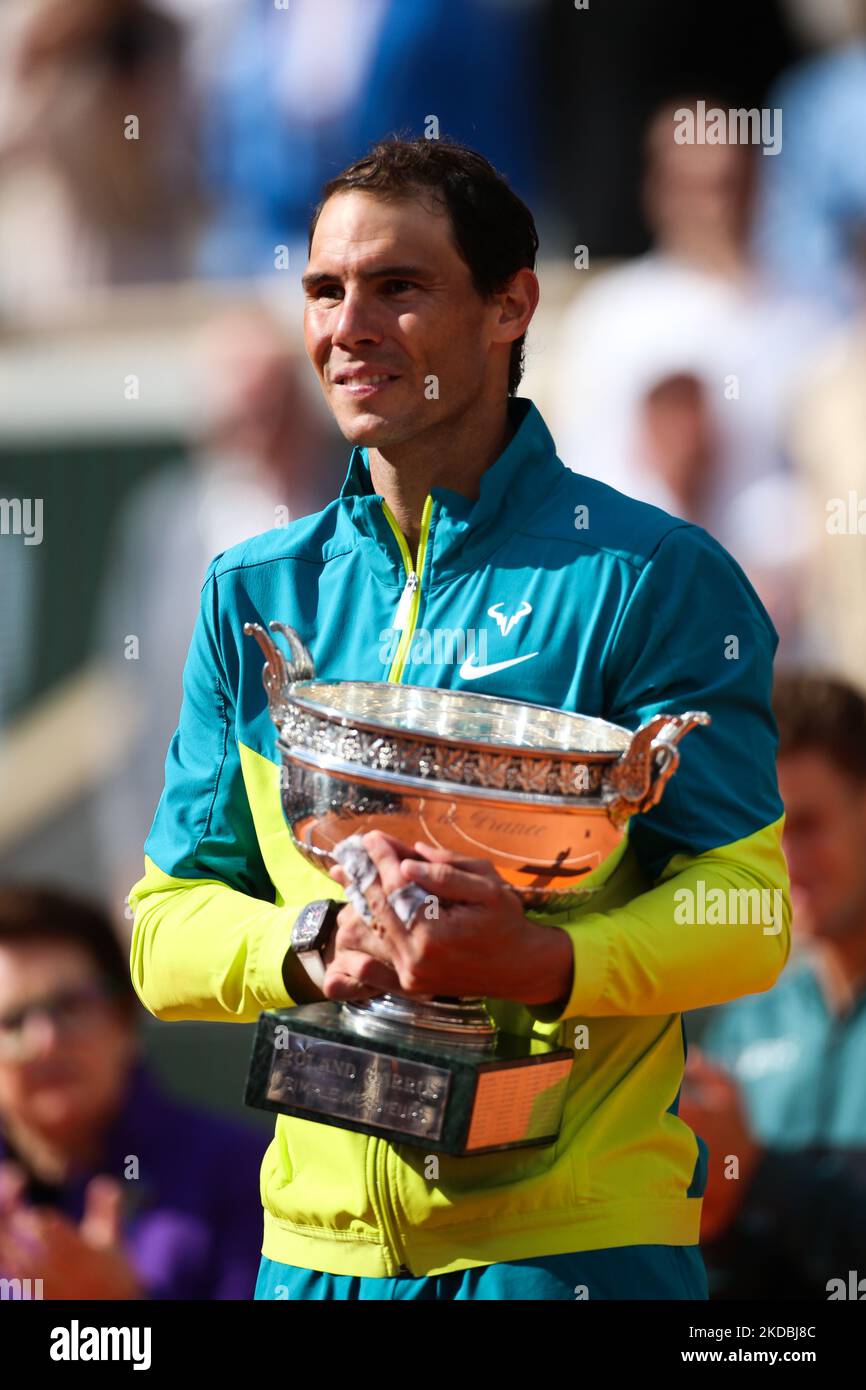 Spain's Rafael Nadal celebrating with The Mousquetaires Cup (The ...