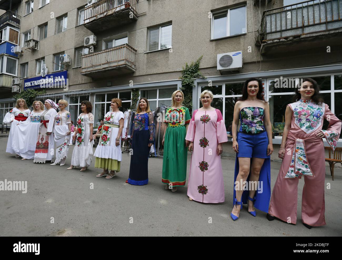 Ukrainian age plus models wearing traditional embroidered clothing ...