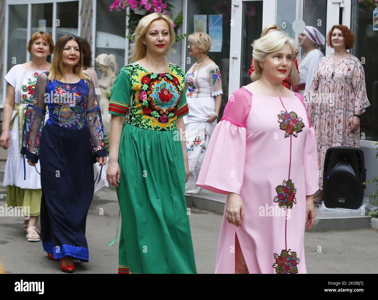 Ukrainian age plus models wearing traditional embroidered clothing ...