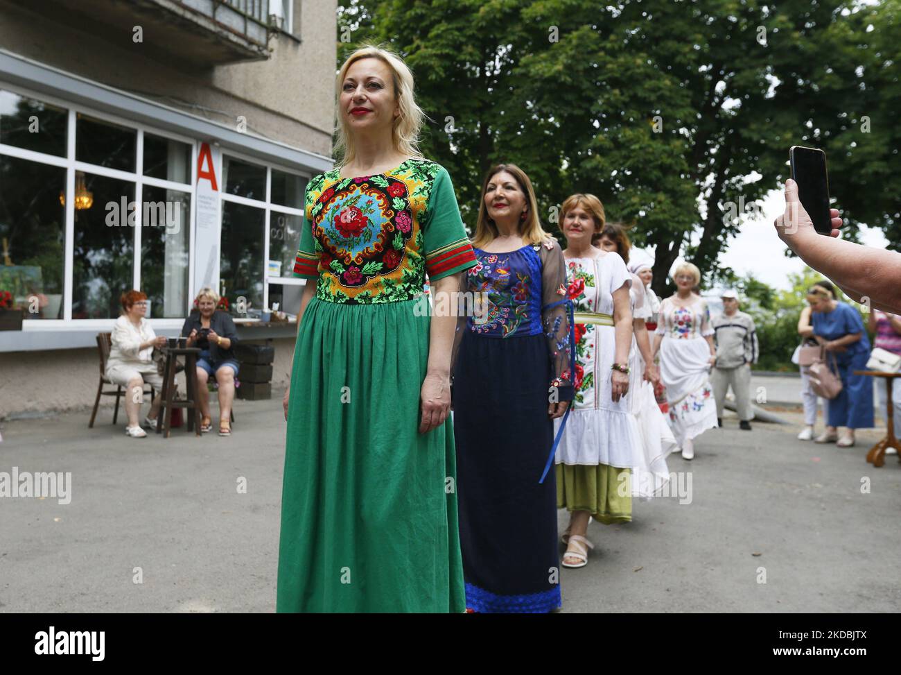 Ukrainian age plus models wearing traditional embroidered clothing ...