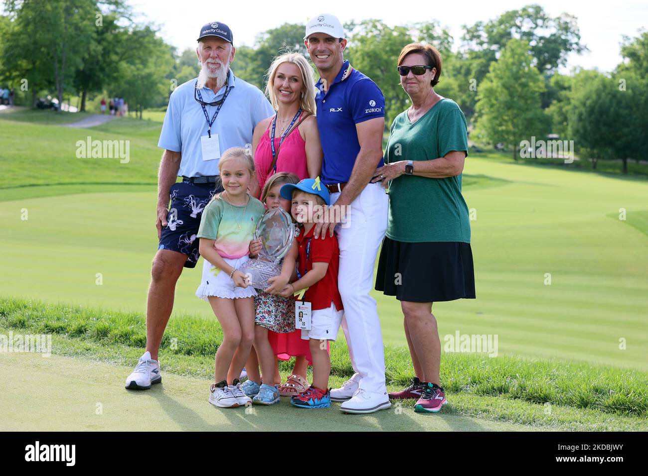 Billy Horschel of Ponte Vedra Beach, Florida holds the winner’s trophy ...