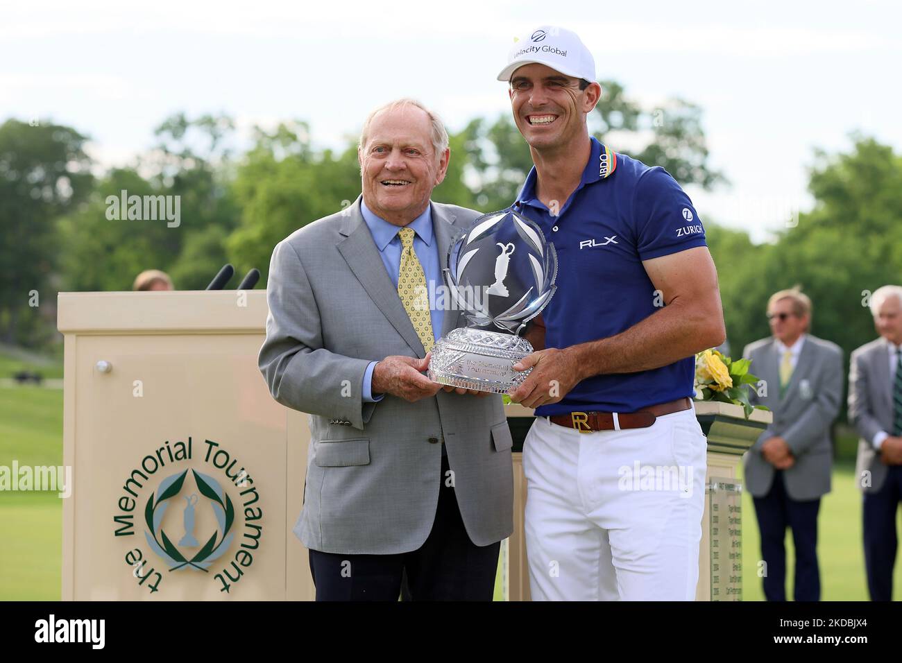 Billy Horschel of Ponte Vedra Beach, Florida holds the winner’s trophy ...