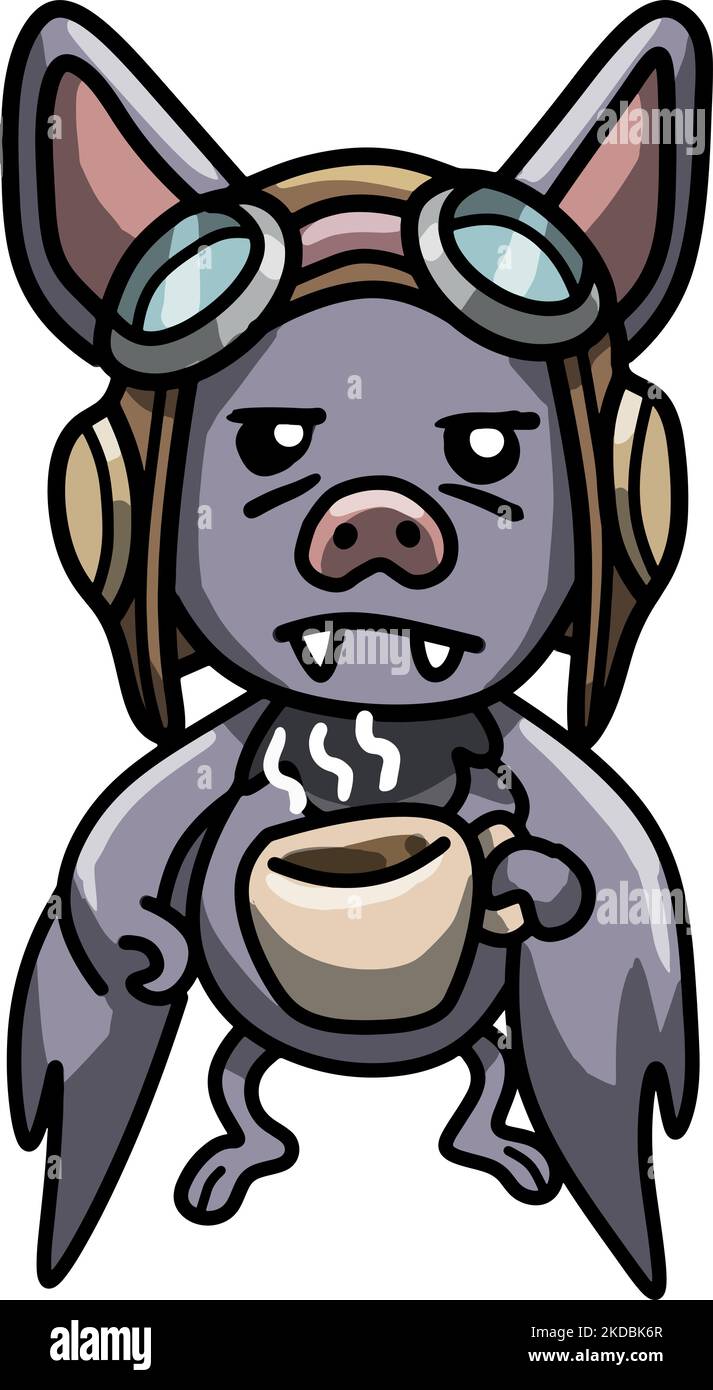 A vector illustration of a cute cartoon drinking coffee Stock Vector ...