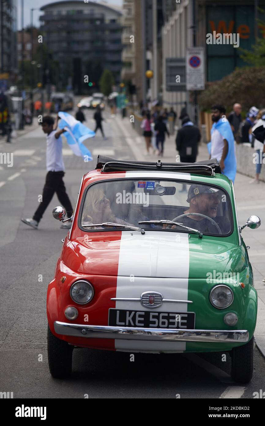 Italian supporters outside stadium prior the Finalissima 2022 match ...