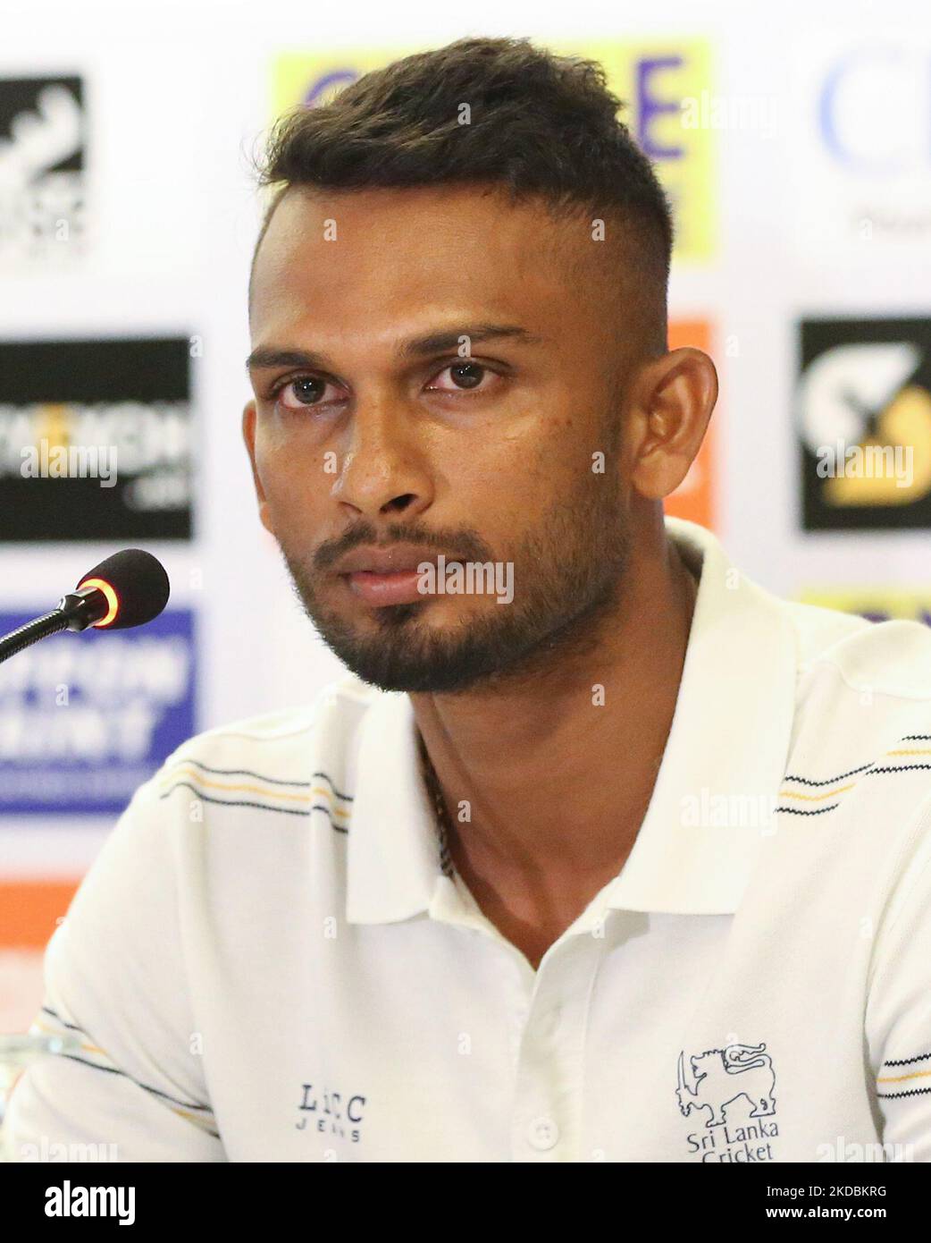 Sri Lankan Twenty20 cricket captain Dasun Shanaka addresses the media ...