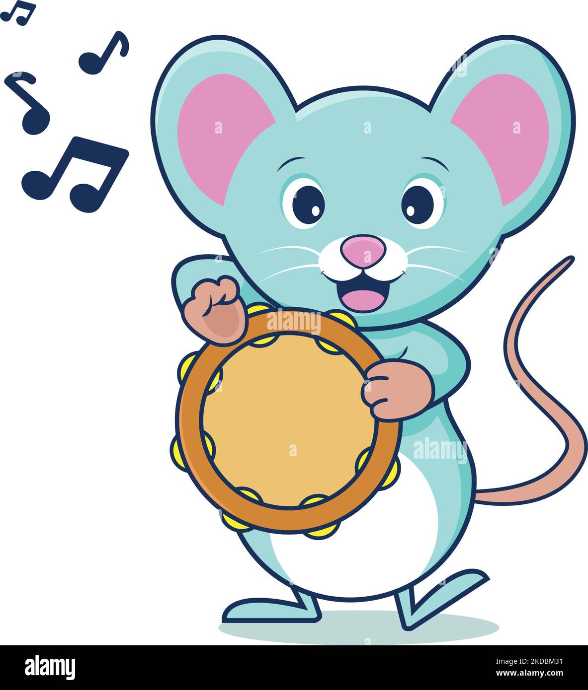 A cute kawaii vector illustration of a cute mouse playing drums on a ...