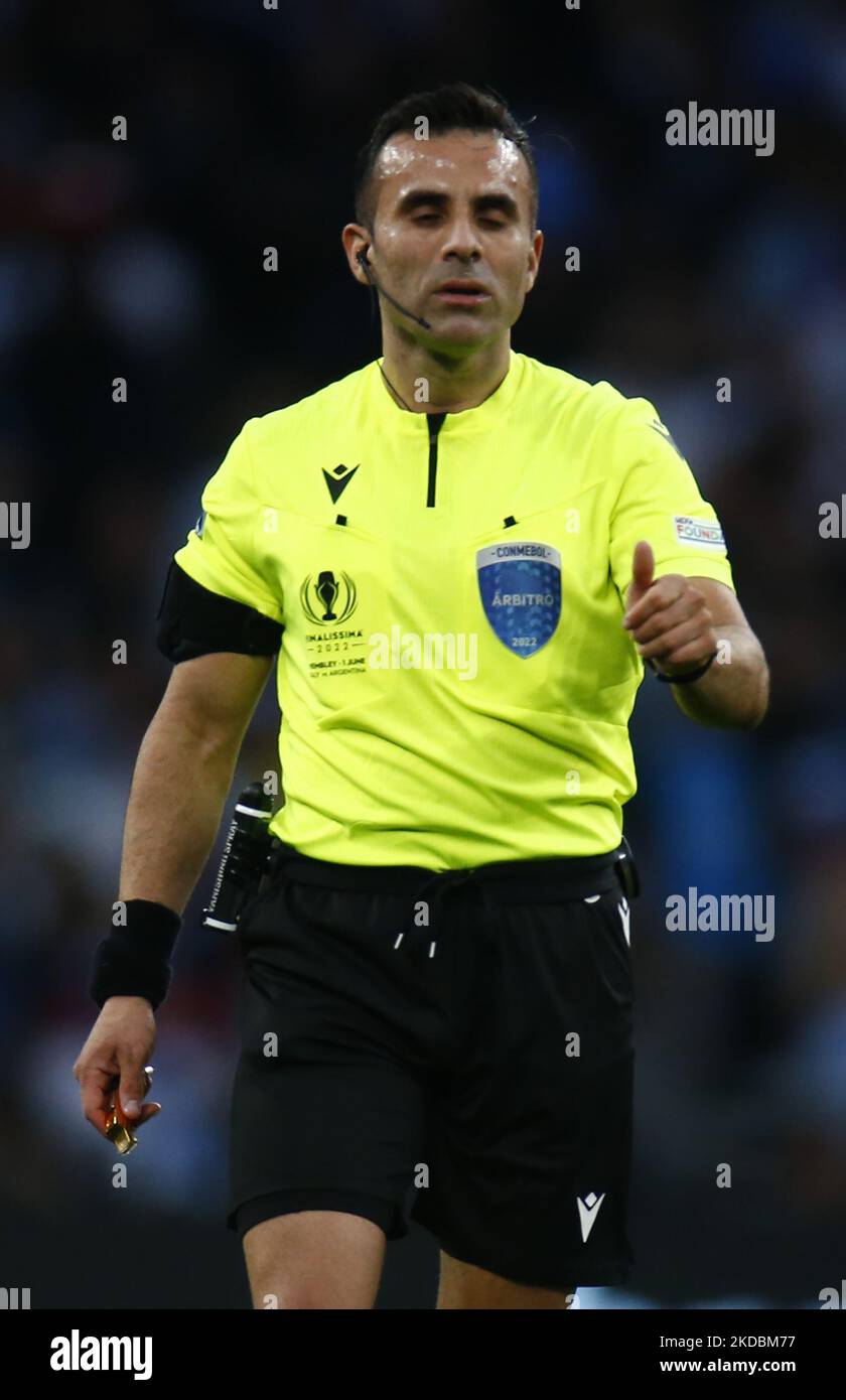Referee Piero Daniel Maza Gomez during Finalissima Conmebol - UEFA Cup ...
