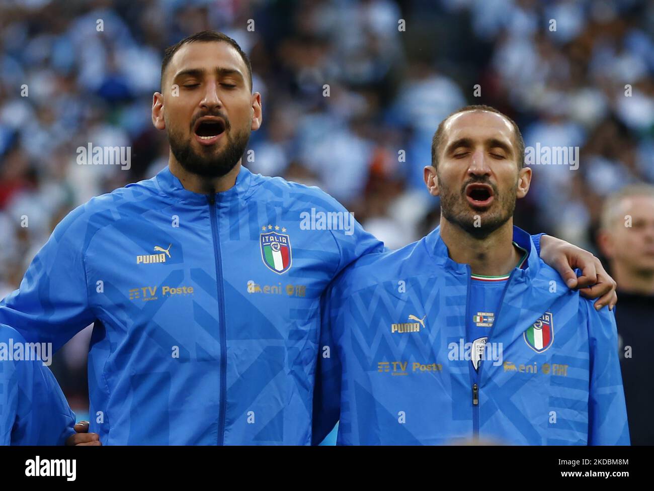 L-R Gianluigi Donnarumma of Italy and Giorgio Chiellini of Italy ...