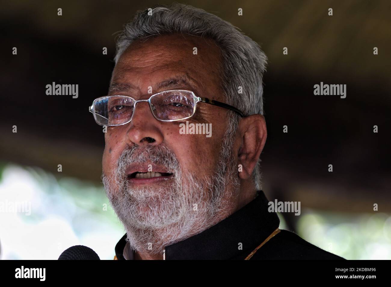 Congress leader Taj Mohiuddin during a workers meeting in Chandanwari ...