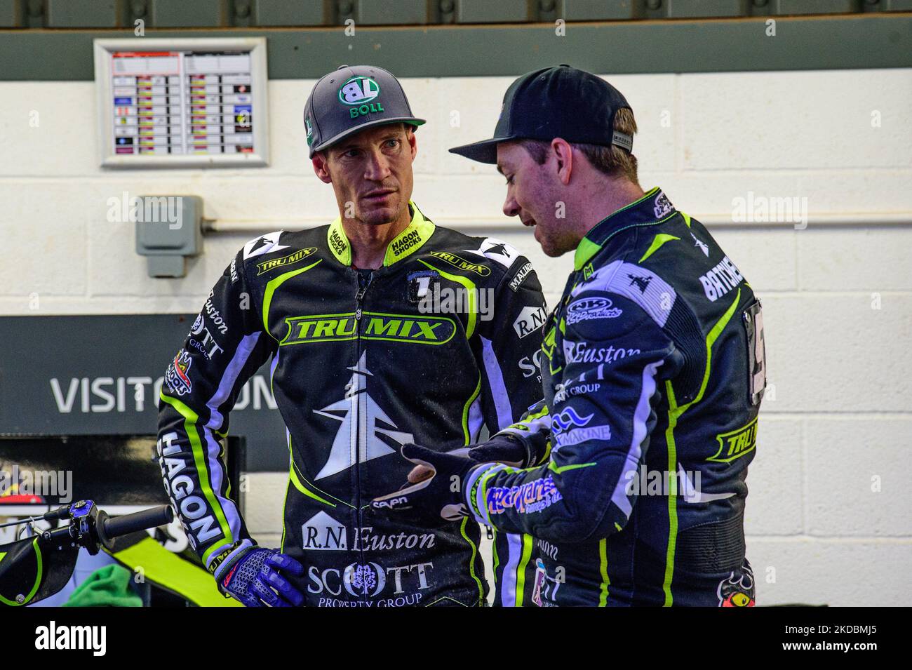 Jason Doyle (left) chats with team mate Troy Batchelor during the SGB ...