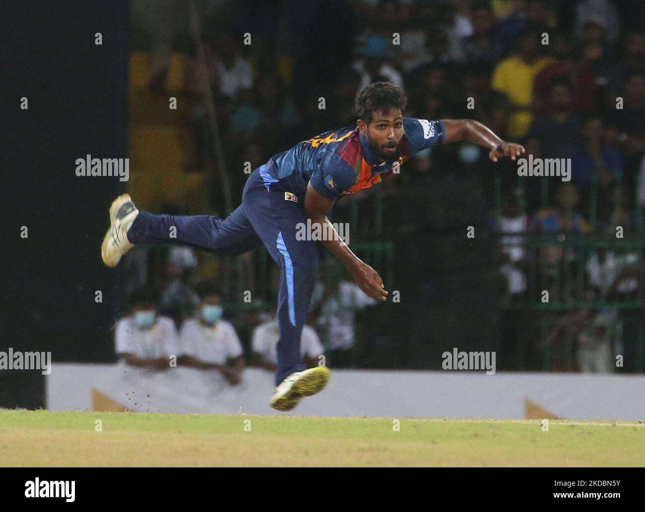 Sri Lankan Nuwan Thushara bowls during the 1st T20 International between Sri Lanka and Australia ...