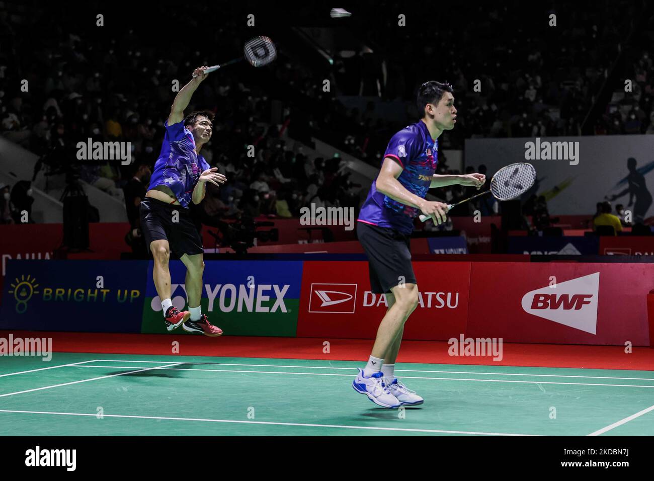 Tan Wee Kiong (R) and Tan Kian Meng of Malaysia compete in the Men's ...