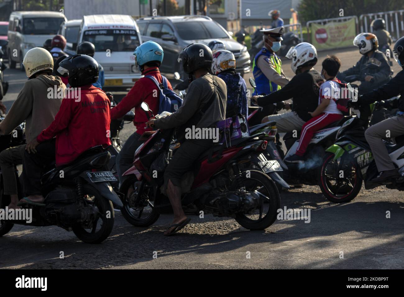 Traffic jam occurs at Pondok Cabe, South Tangerang, Banten, Indonesia ...