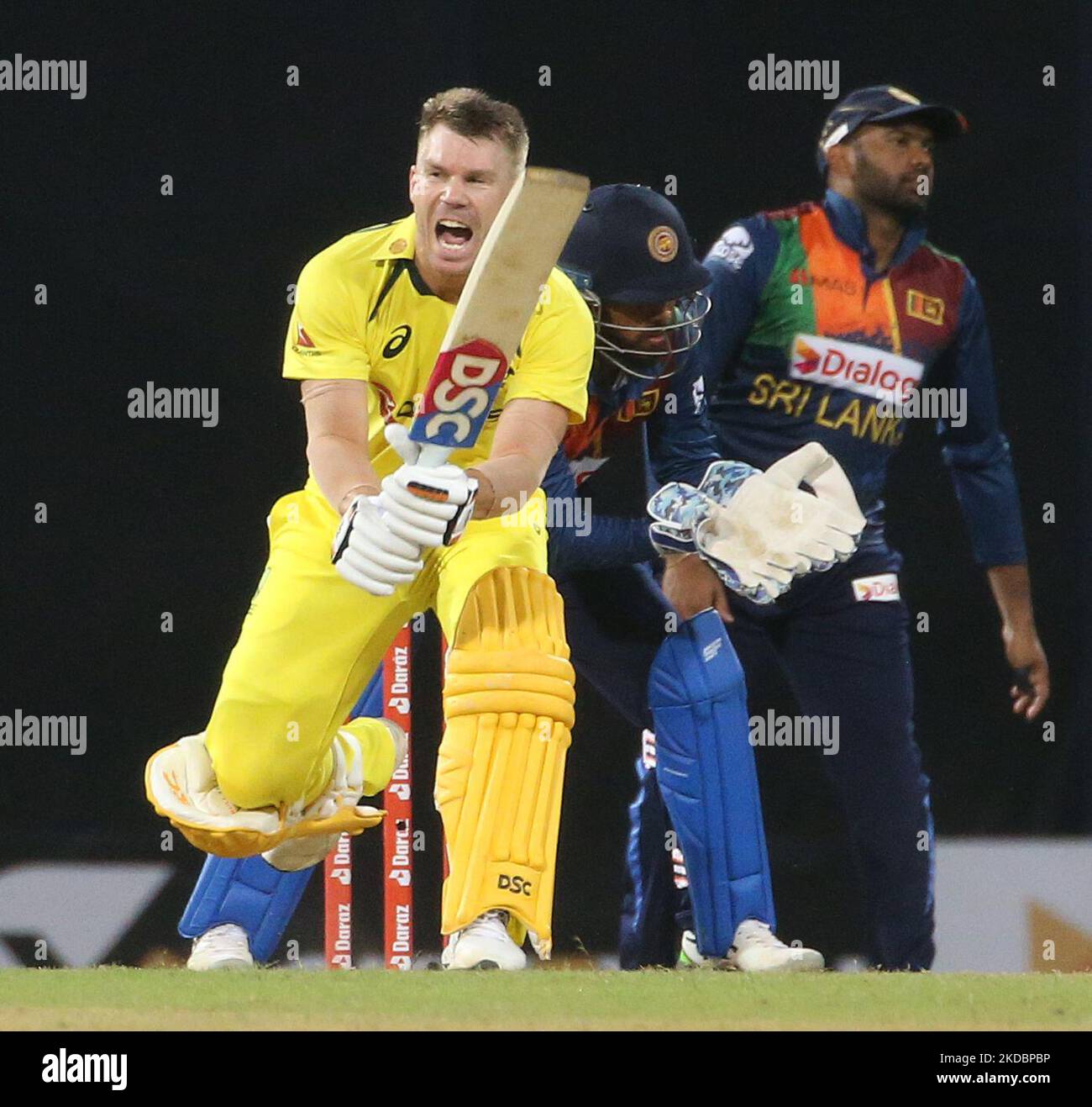 Australia's David Warner bats during the second Twenty20 cricket match ...