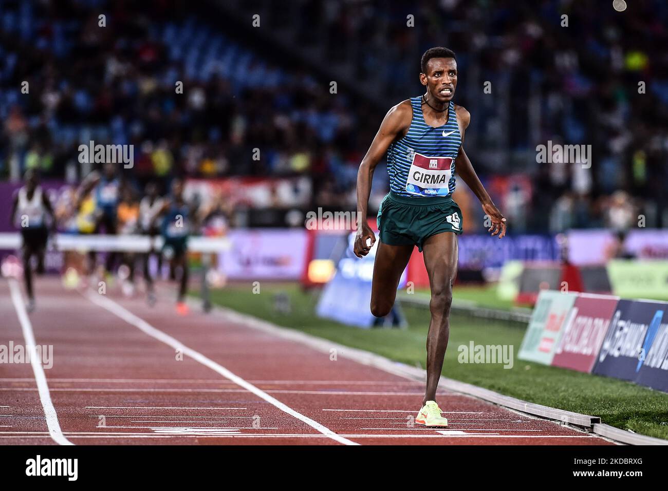 Lamecha Girma of Ethiopia competes in 3000st meters men during the IAAF ...