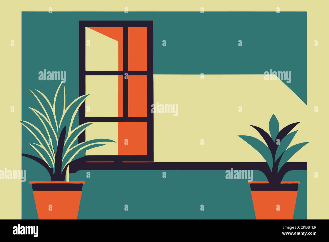 A minimalistic background with plants at the window Stock Vector Image ...