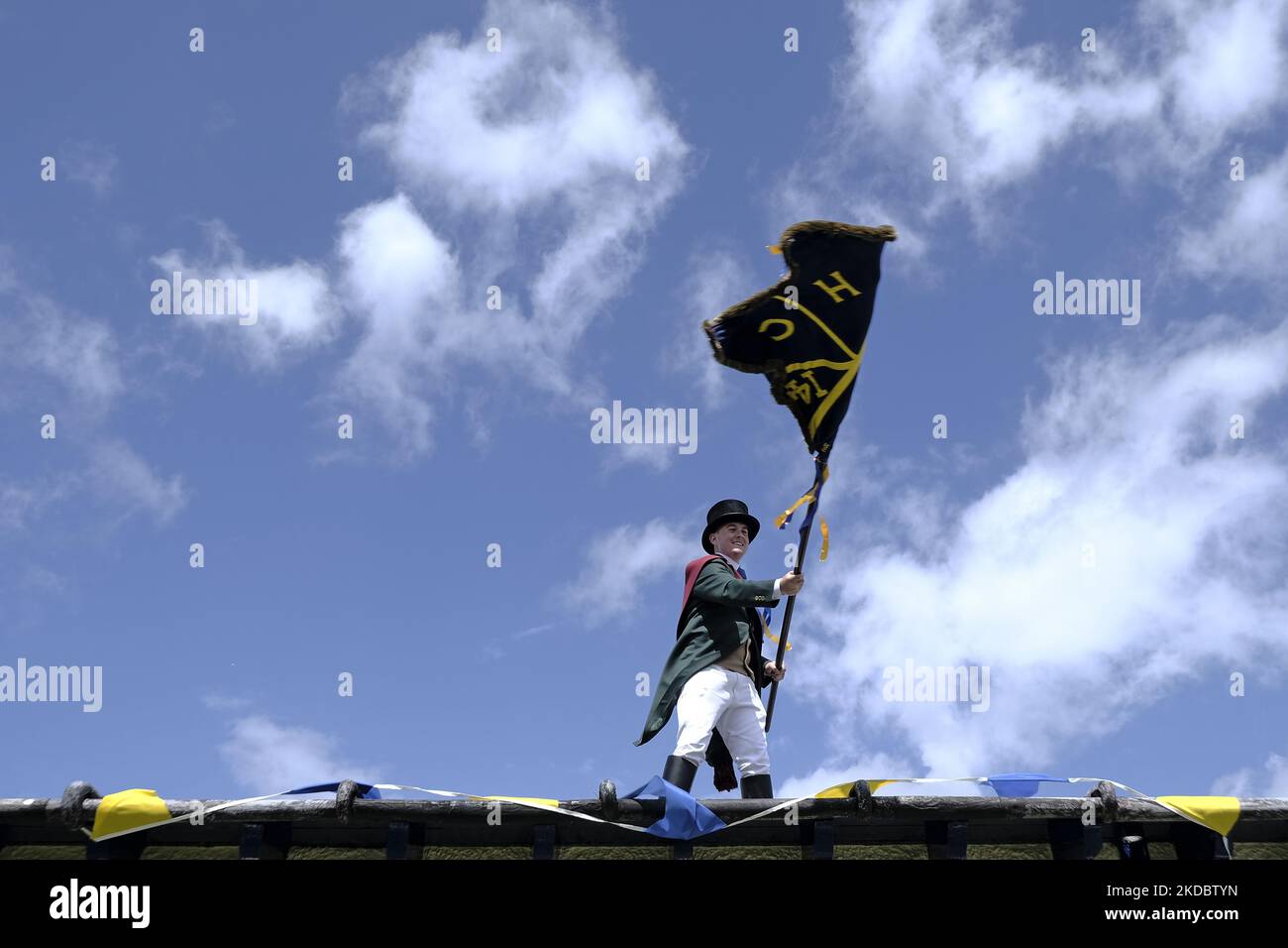 Hawick Cornet 2022, Greig Middlemass waves the Banner Blue from the ...