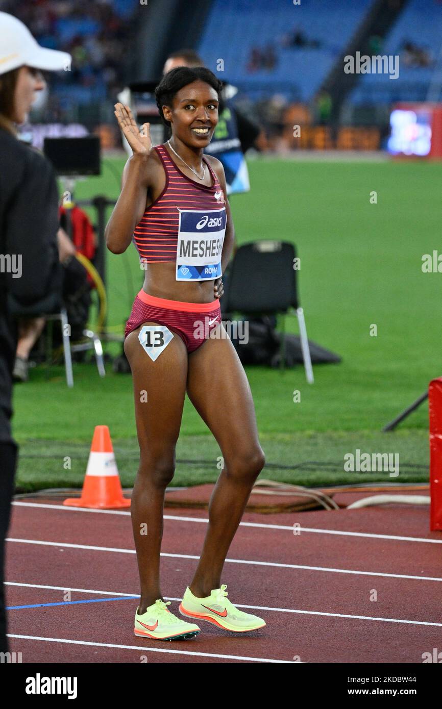 Hirut Meshesha (ETH) during the Wanda Diamond League Golden Gala ...