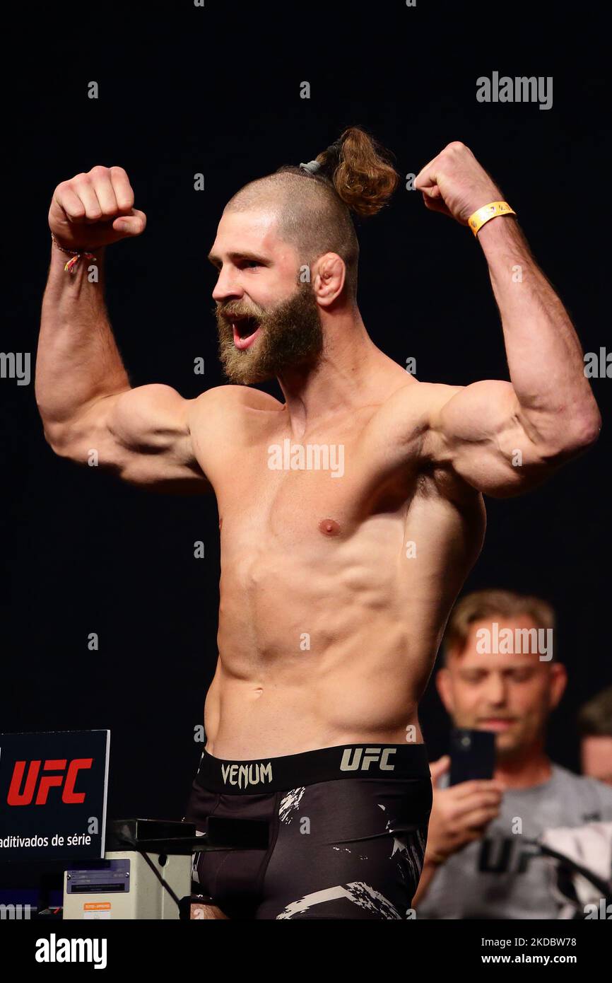 Jiri Prochazka of Czech Republic reacts on the scale during the UFC 275 ...