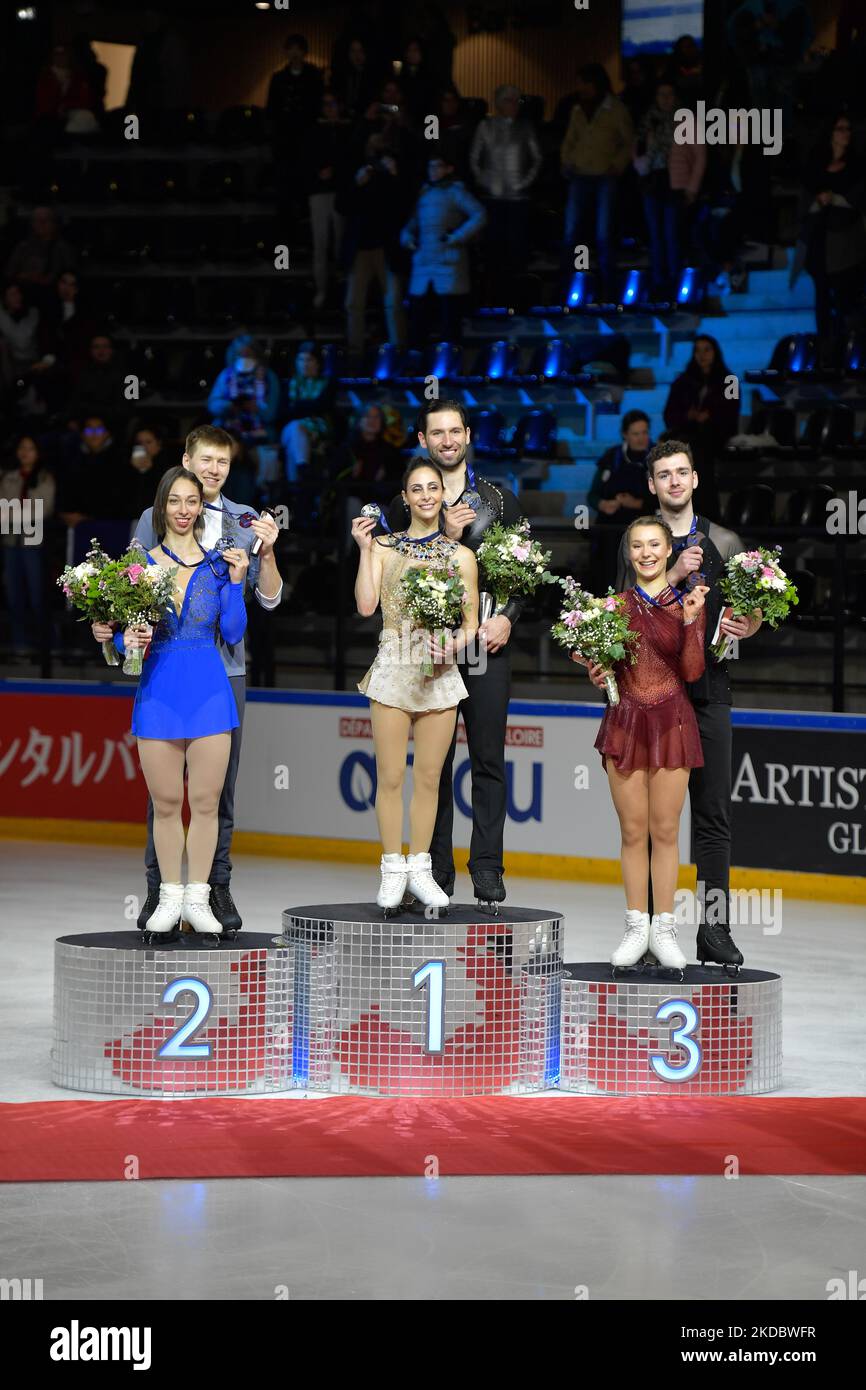 Pairs Awards, L-R, CAMILLE KOVALEV & PAVEL KOVALEV (FRA) second place ...