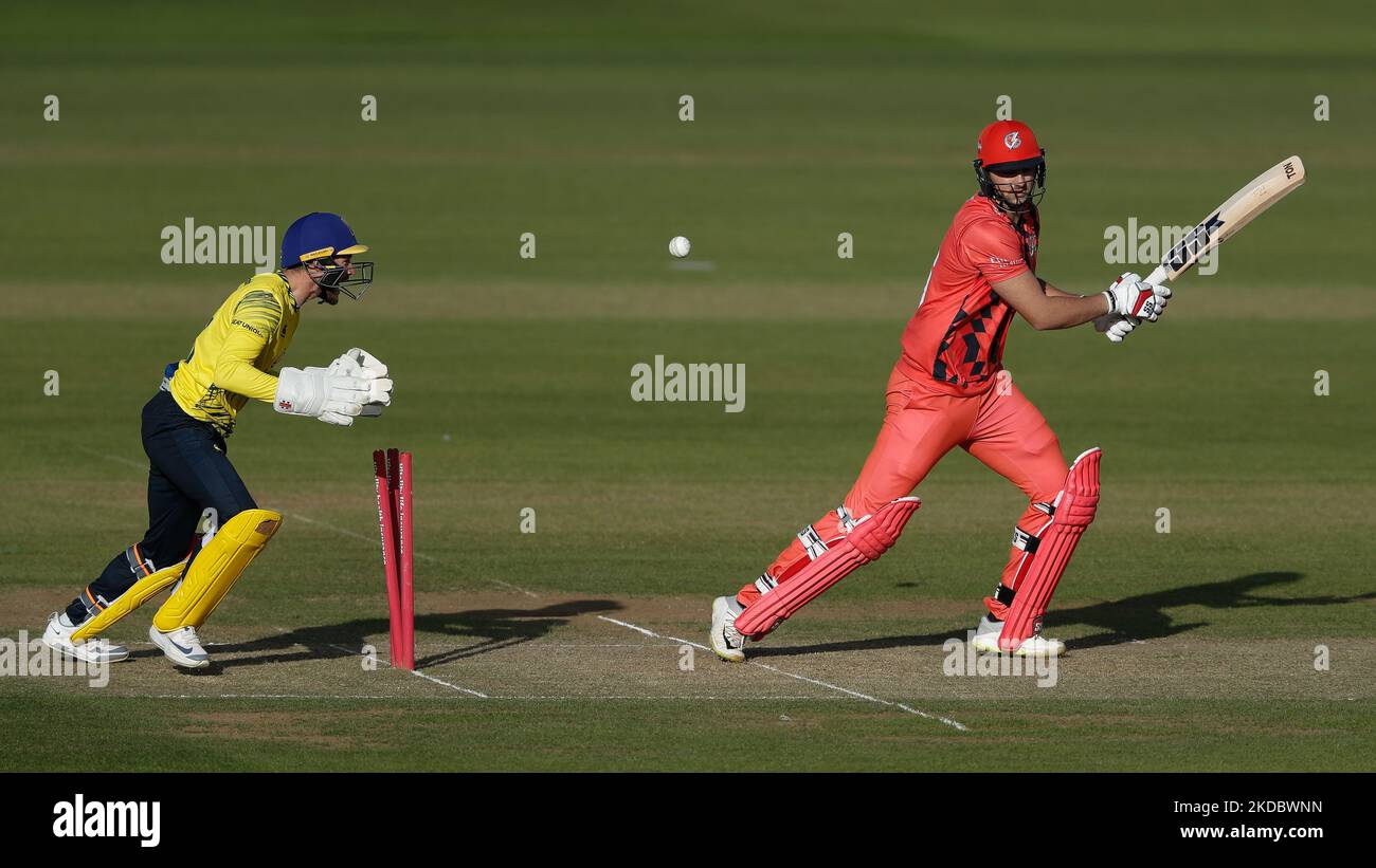 Tim David of Lancashire Lightning bats during the Vitality Blast T20 ...