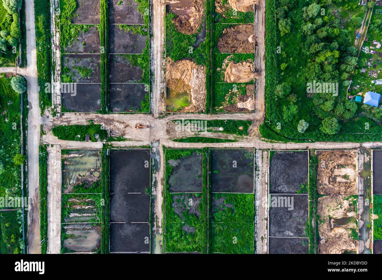 Silt pits next to the city's wastewater treatment plant, viewed from a ...