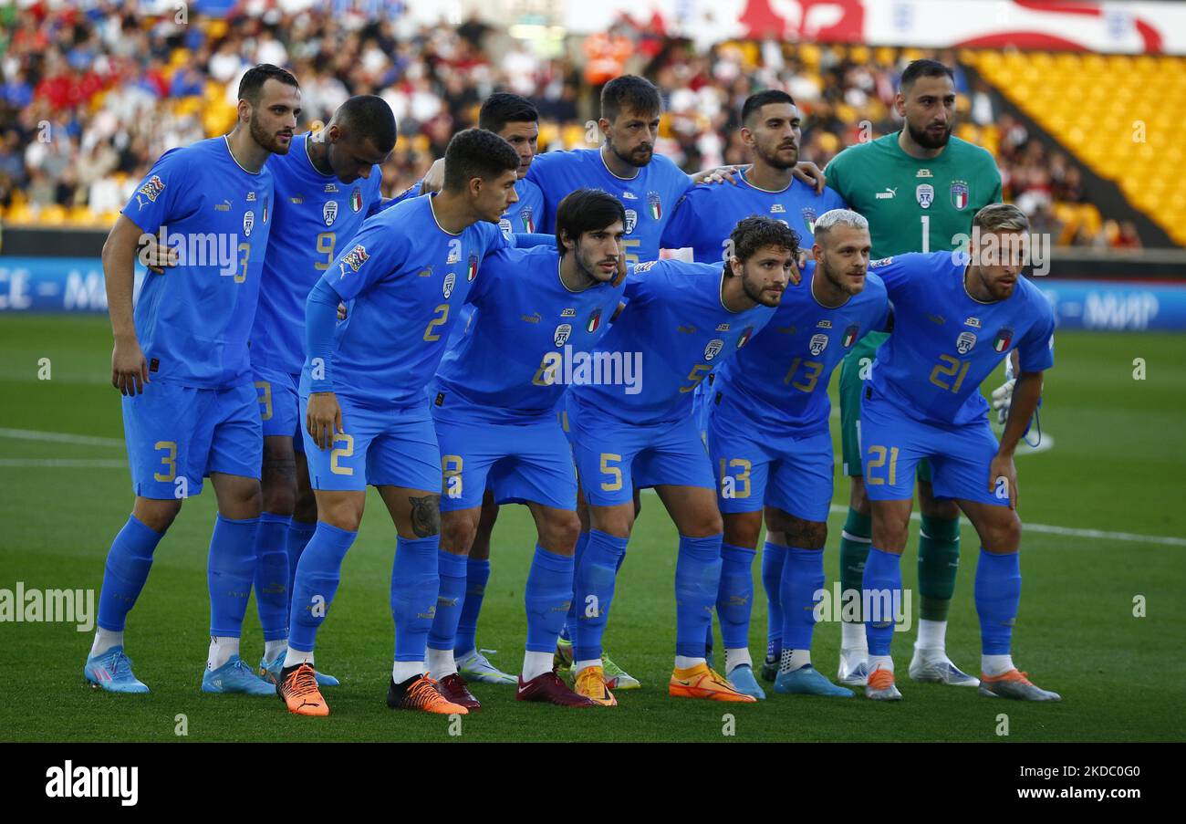 Italy Team shoot Back Row:- Federico Gatti of Italy Leonardo Spinazzola ...