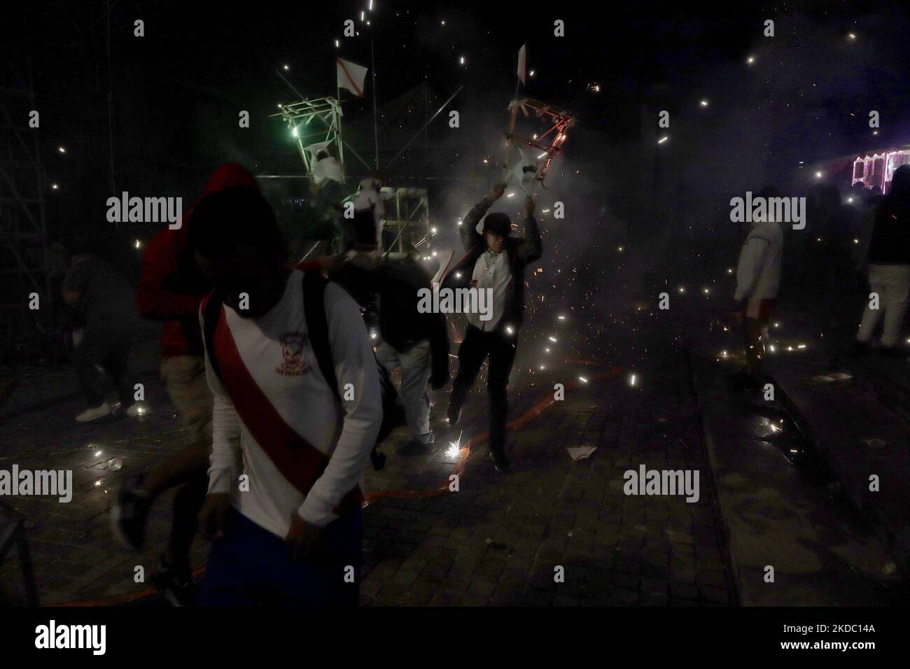 Burning of toritos (pyrotechnics) in San Francisco Culhuacán, Mexico ...