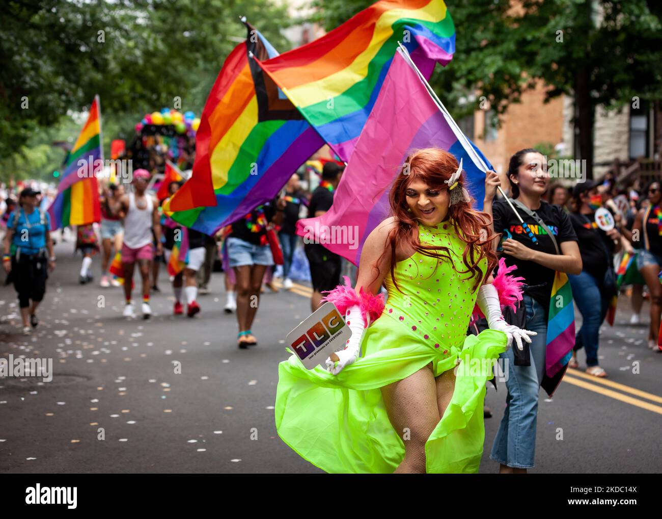 Washington, DC’s annual Pride Parade greets a spectator. The parade ...