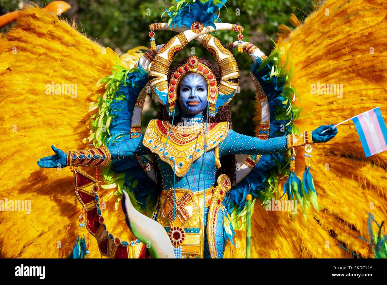 People dressed in elaborate costumes on MULUSA's float in Washington ...
