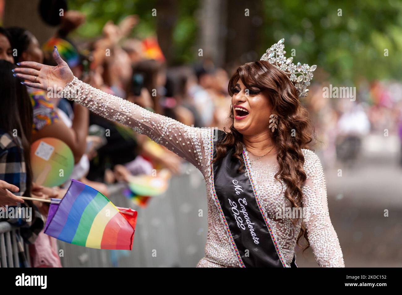 Washington, DC’s annual Pride Parade greets a spectator. The parade ...