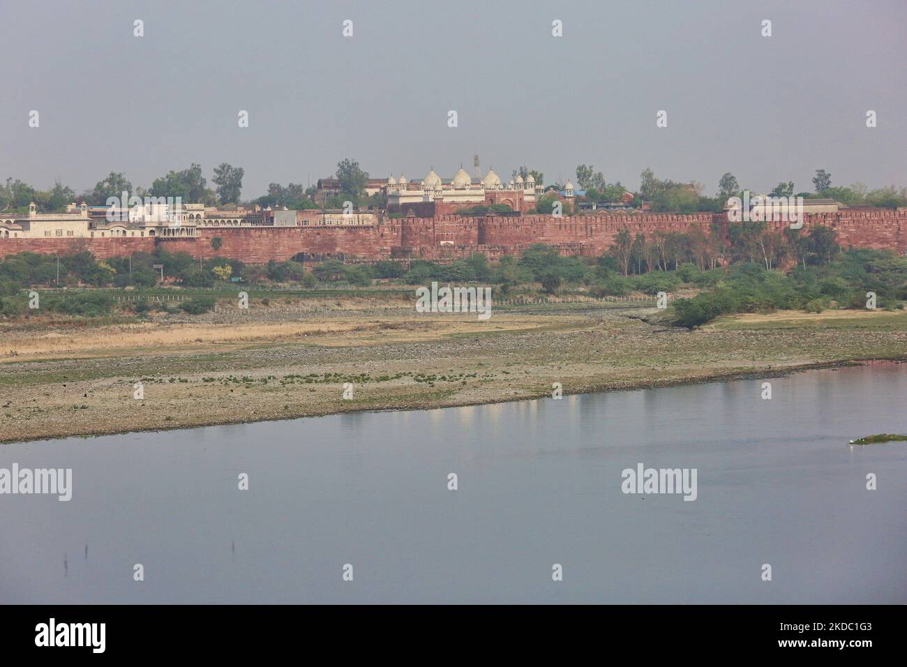 Agra Fort along the banks of the Yamuna River in Agra, Uttar Pradesh ...