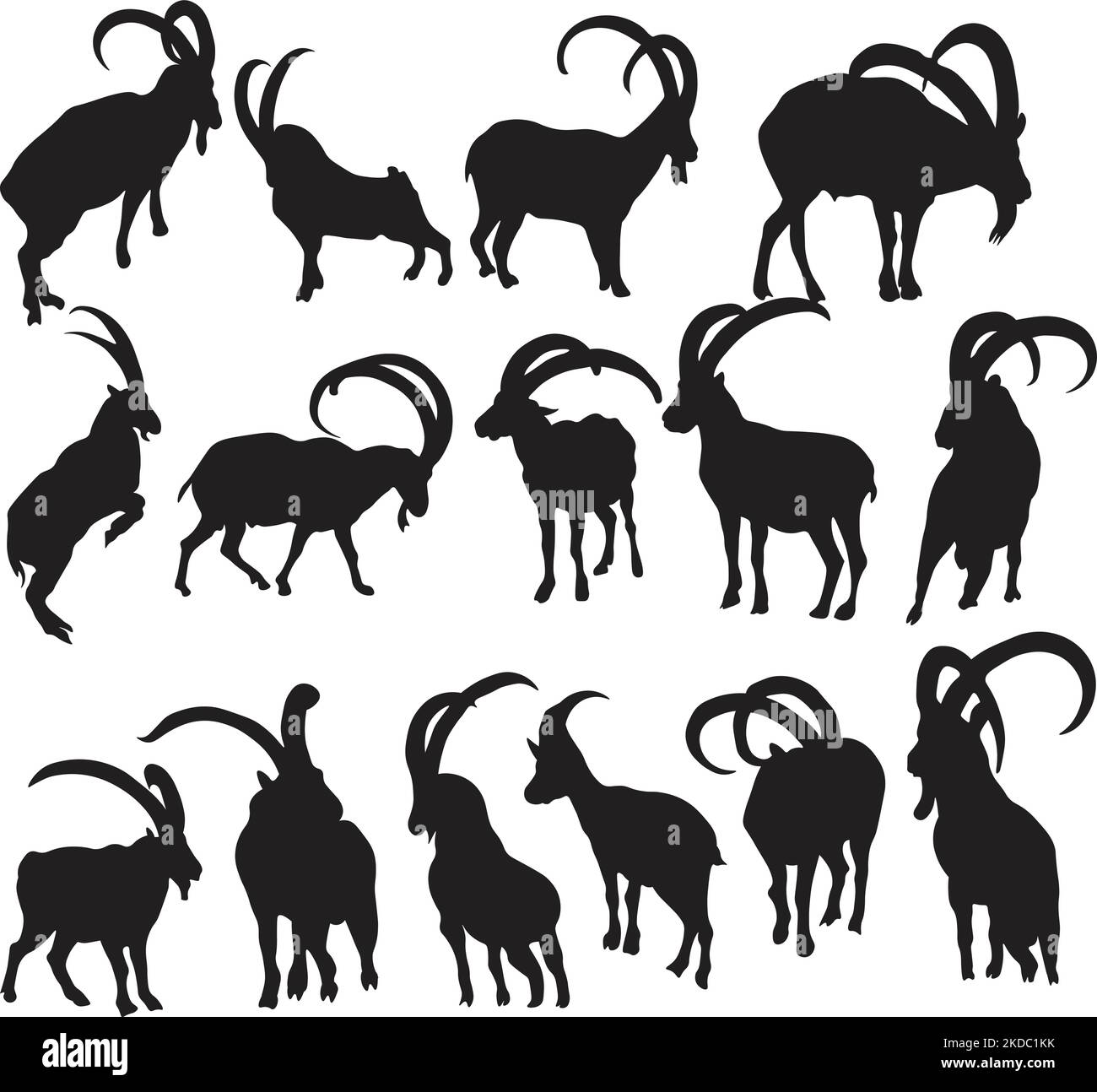 A set of different goat icons isolated on the white background Stock ...