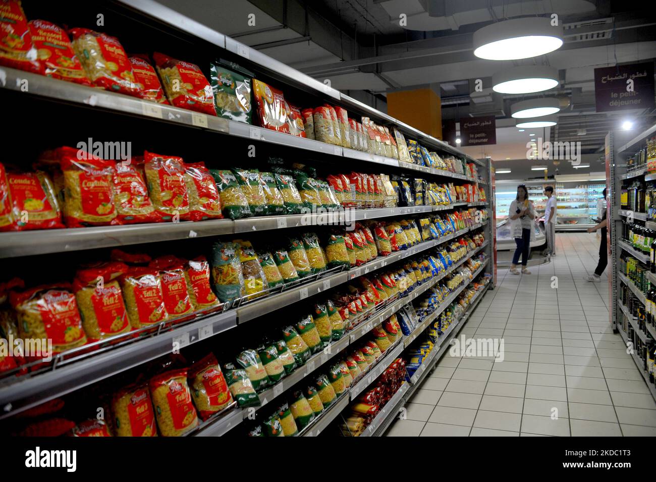 People shop at a supermarket in Tunis,Tunisia on June 13,2022 (Photo by ...