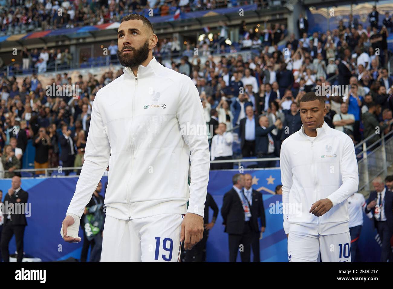 Karim Benzema (Real Madrid) of France and Kylian Mbappe (Paris Saint ...