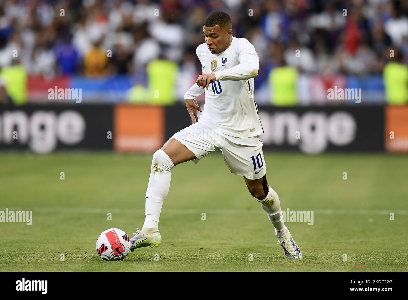 Kylian Mbappe (Paris Saint-Germain) of France in action during the UEFA ...