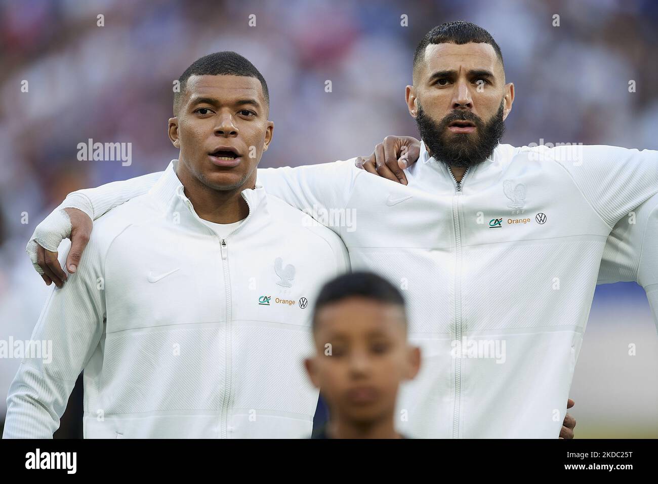 Kylian Mbappe (Paris Saint-Germain) and Karim Benzema (Real Madrid) of ...
